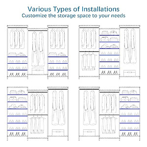 VIPEK S3 Heavy Duty Garment Rack Free Standing Clothes Rack Closet Storage Organizer Large Wardrobe with 6-Tier Shoe Rack, Hanging Rod, Adjustable Shelf, 68.9" L x 15.7" W x 76.4" H, Black
