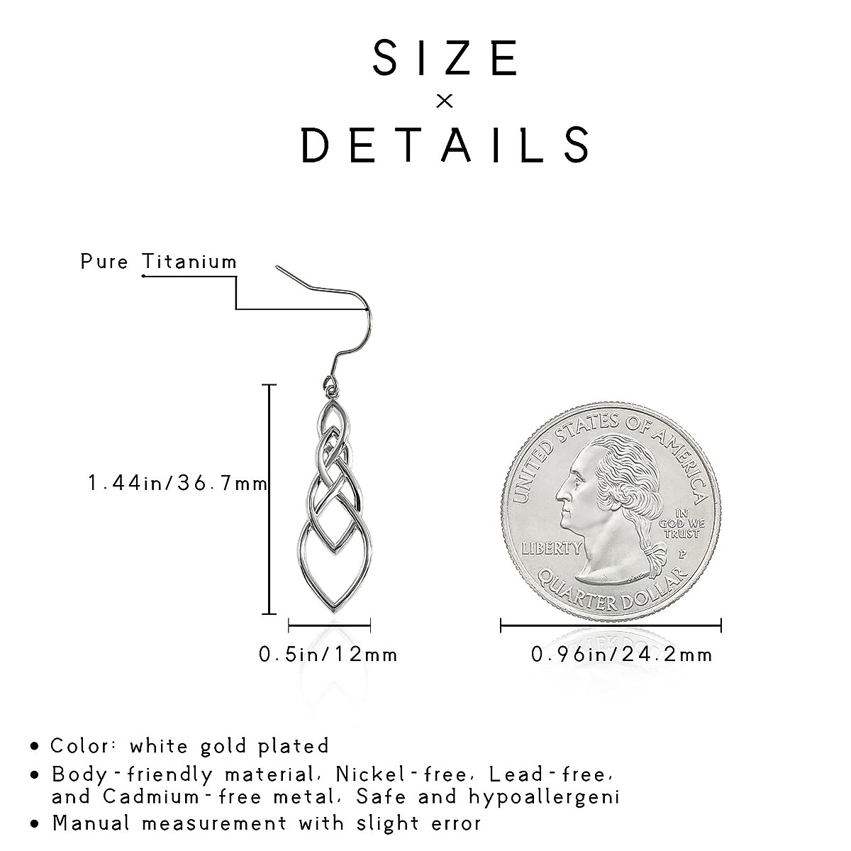 Pure Titanium Earring Hook For Sensitive Ear Fashion Jewelry Copper Celtic Good Luck Knot Drop Earrings For Women(Long Celtic Knot)