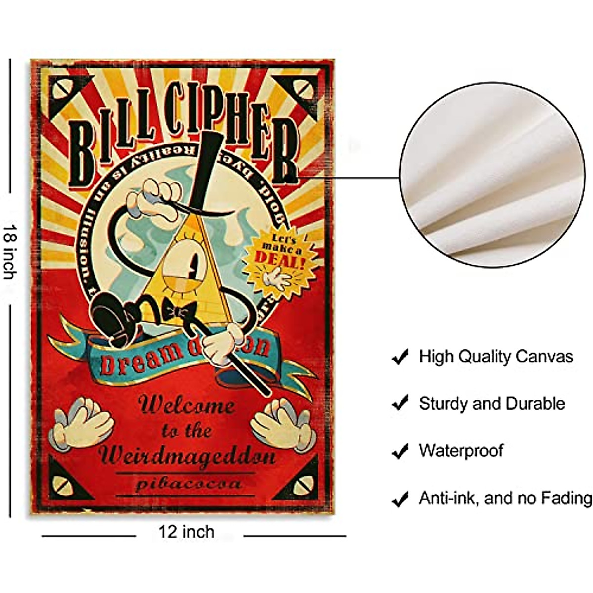 CLOINA Cartoon Posters Gravity Falls Posters Art Wall Canvas Pictures for Modern Office Decor Prints 12'' x 18'' Unframed