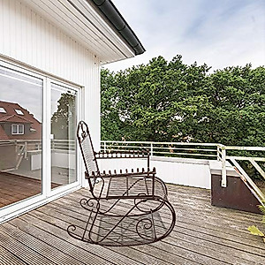 Bent Armrest Single Rocking ，Outdoor Chai rrocking,Rocking Chairs for Porch Patio，Black, 30.31 x 34.64 x 38.58'' / 76.99 x 87.99 x 97.99