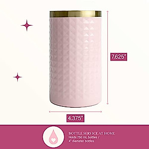 Paris Hilton Wine Bottle Chiller Set, Insulated Double Wall Chiller, Gold Winged Corkscrew Wine Bottle Opener, Diamond Wine Stopper, 3-Piece Set, Pink