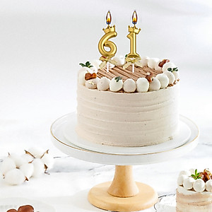 VSHILI 61st Birthday Candles, Gold 61 Year Old Number Birthday Candles, Happy Birthday Party Cake Topper Decoration Gifts for Women Men