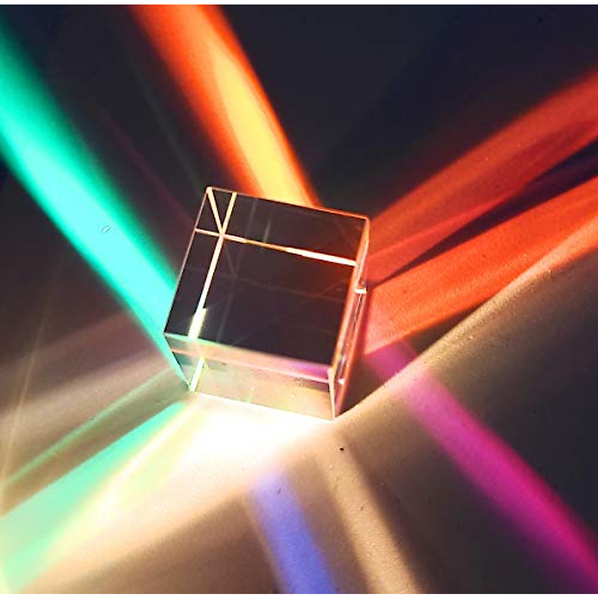 Labnique 20 mm Glass Cube Prism, RGB Dispersion Prism, X-Cube, Dichroic Cube, for Teaching of Optics, Photo Effects, and Decoration