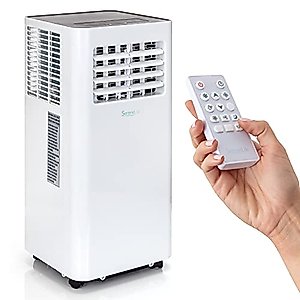 SereneLife Compact Freestanding Portable Air Conditioner - 10,000 BTU Indoor Free Standing AC Unit w/ Dehumidifier & Fan Modes For Home, Office, School & Business Rooms Up To 300 Sq. -SLPAC105W