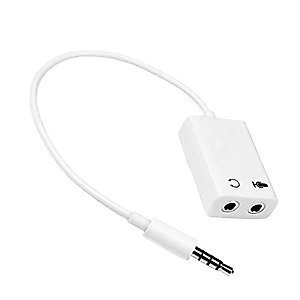 3.5mm Stereo TRRS 4-Pole Plug to Mic & Headset Jack Audio Adapter - White