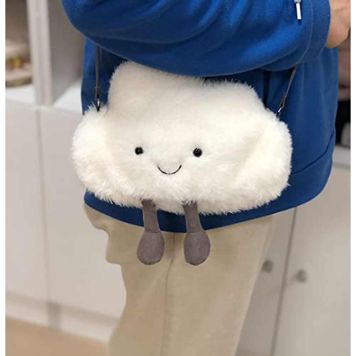 QZUnique Heart Shaped Handbag Women's Faux Fur Crossbody Bag Plush Wallet Purse Chain Shoulder Bag