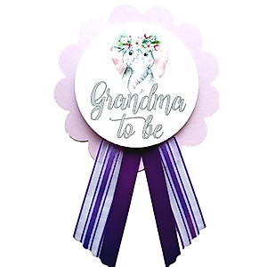 Grandma to Be Baby Shower Pin for nona to wear, Elephant Purple, It's a Girl Baby Sprinkle