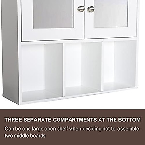 VEIKOUS Bathroom Cabinet Wall Mounted, Large Medicine Cabinets, 30.4'' Tall Medicine Cabinet for Bathroom w/Dual Mirror Doors & Adjustable Shelves, White