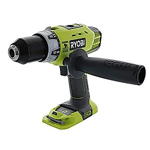 Ryobi P214 One+ 18 Volt Lithium Ion 1/2 Inch 600 Pound Torque Hammer Drill/Driver (Tool Only) with Handle (Non-Retail Packaging)