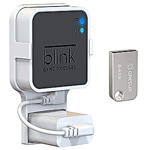 64GB USB Flash Drive and Wall Mount for Blink Sync Module 2, Space Saving Mount Bracket Holder for All-New Blink Outdoor Blink Indoor Home Security Camera with Easy Mount Short Cable