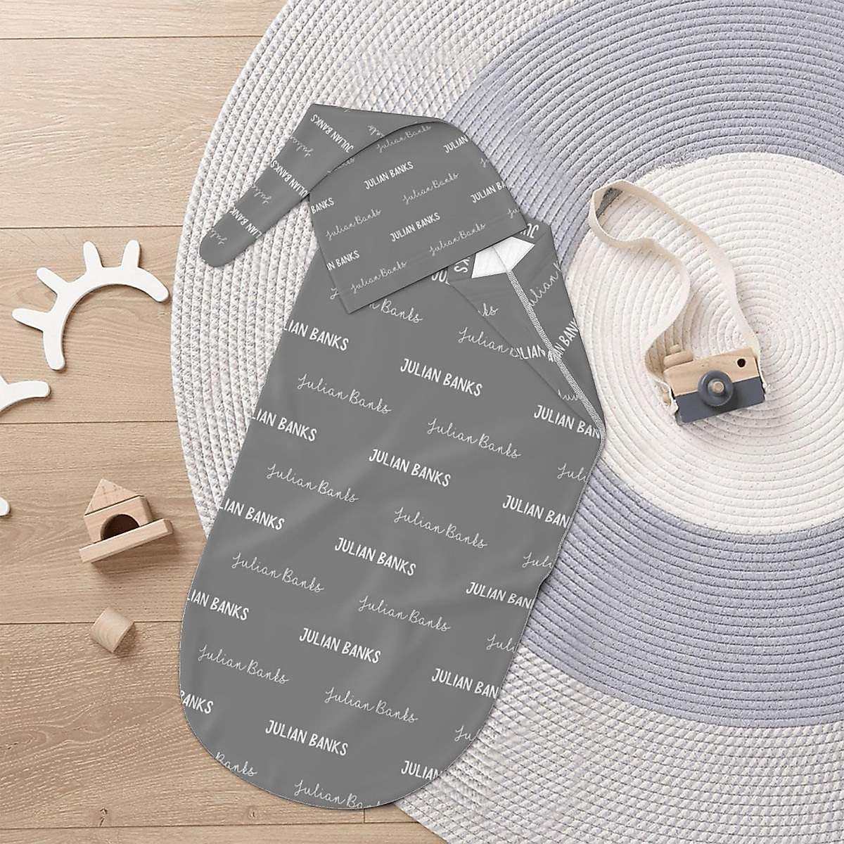 IWEORTHY Personalized Baby Blanket and Hat Sleep Sack Set with Name | Soft Swaddle Blanket for Boys and Girls | Perfect Baby Customized Blankets for Newborns, Infants, and Toddlers (Name Stlye)