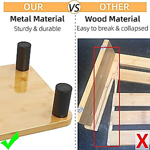 Metal with Bamboo Step Stool for Adult, New Upgrade Stepping Tool, Portable High Riser Steps Platform with Anti-Slip Feet, 450 Lbs Capacity, Small Step Stools for Kitchen Bathroom Bedside, Matte Black