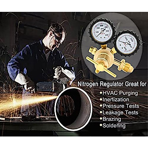 Nitrogen Regulator 0-600PSI CGA580 Inlet, 1/4-Inch Male Flare Outlet Connection, Heavy-Duty Handle, Self-reseating Relief Valve, Nitrogen Regulator Hvac, Helium Regulator, by NAKAO