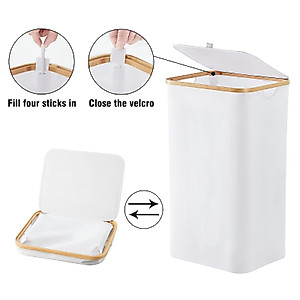 100L Large Laundry Hamper Basket with Lid by YOUDENOVA, Tall Clothes Hamper with Handle, Waterproof and Collapsible Storage Basket for Bedroom and Bathroom, White(16"L 13"W 28"H)