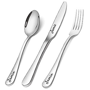 AIPNIS Custom Flatware Set,Personalized Engraving Name Dinner Forks/Knives/Spoons Stainless Steel Flatware,Customized Birthday Christmas Gift