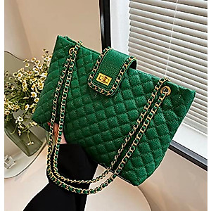 YVLSS Women's Quilted Shoulder Handbag Crossbody Bags For Women | Tote Bag For Women Handbags For Women (Green Purse)