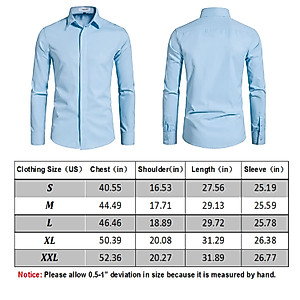 VANCOOG Men's Long Sleeve Plain Wedding Guest Button Down Wedding Tuxedo Dress Shirt-Black-2XL