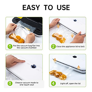 FDLQEOR Food Vacuum Sealer Machine, 80kPa Strong Suction, One-Touch Automatic Operation, 10 Vacuum Seal Bags, Dry & Moist Food Modes with Led Indicator Lights, Compact Design,White