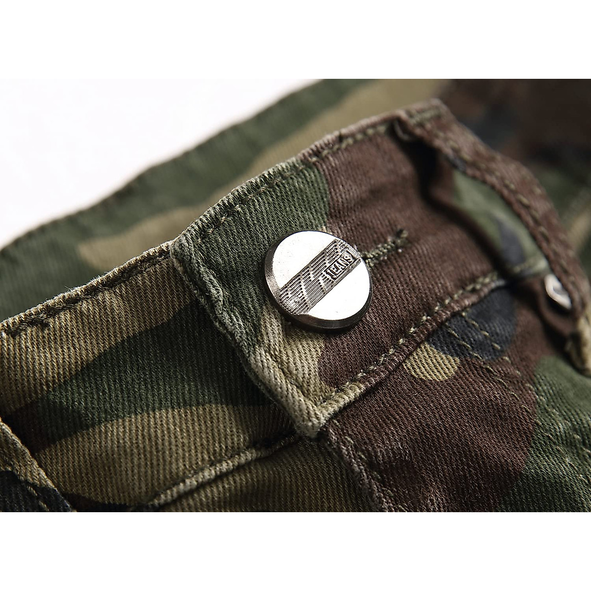 AITITIA Men's Regular Fit Biker Jeans (1544 Camo, 32)