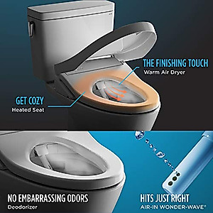 TOTO Drake WASHLET+ Two-Piece Elongated 1.28 GPF Universal Height TORNADO FLUSH Toilet with S550e Bidet Seat, Cotton White - MW7763056CEFG#01