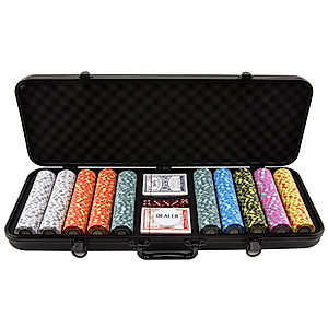 Versa Games 13.5 Gram Poker Chips - Clay Poker Chips Set - 500 Piece Crown Casino Poker Set with Numbers Denomination - New Upgraded Poker Case