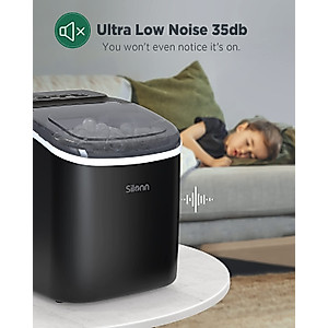 Silonn Ice Makers Countertop, 26Lbs/24H, Self-Cleaning Ice Machine, 9 Cubes Ready in 6 Mins, 2 Sizes of Bullet Ice for Home Kitchen Office Bar Party,Black