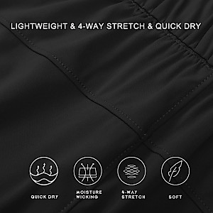 Willit Women's Shorts Hiking Athletic Shorts Yoga Lounge Active Workout Running Shorts Comfy Casual with Pockets Black M