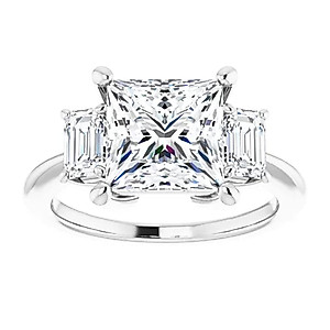 JEWELERYIUM 3 CT Princess Colorless Moissanite Engagement Ring, Wedding Bridal Ring, Eternity Sterling Silver Solid Diamond Solitaire 4-Prong Anniversary Promise Ring for Her (7)