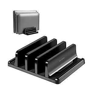Vaydeer 3-Slot Vertical Laptop Stand Made of Premium ABS Plastics 5 in 1 Design Space-Saving Adjustable Desk Organizer for All MacBook/Chromebook/Surface