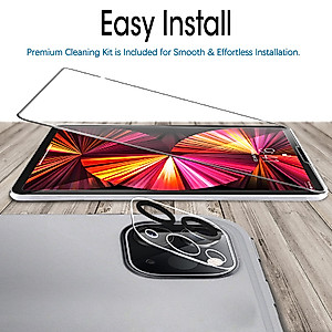 Ferilinso Designed for iPad Pro 11 Inch Screen Protector Accessories 2022 2021 2020 2nd 3rd 4th Generation 2 Pack Tempered Glass with 2 Pack Camera Lens Protector Suitable for Apple Pencil Face ID