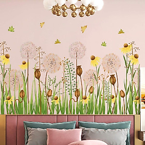 Amaonm Removable 3D Waterproof Green Plants Grass and Dandelion Wall Decals DIY Peel and Stick Decor Wall Sticker for Kids Girls Baby Bedroom Living Room Kindergarten Nursery Classroom Decoration (B)