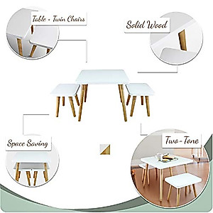 American Trails The Easel Table & Chair Set Kid Table, Two-Tone (White, Natural)