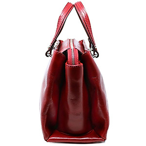 Floto Sesto Women's Leather Handbag with Crossbody Strap (Tuscan Red)