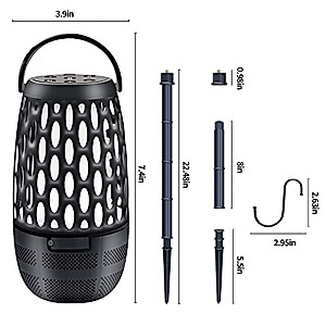 Vanten 2 Packs 10W Outdoor Bluetooth Speakers, Bluetooth 5.3 Led Flame Speaker, Sync up to 100 Wireless Portable Speaker with Stake and Hook, IPX6 Waterproof Bluetooth Speakers for Home Patio Party