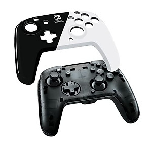 PDP Gaming Faceoff Deluxe+ Wired Switch Pro Controller - Officially Licensed by Nintendo - OLED Model- Black/White - Nintendo Switch