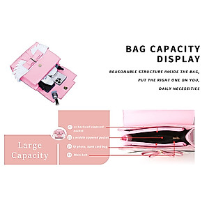 JHVYF Women's Cute Wings Bow Top Handle Cross Body Shoulder Bags Girls Kawaii Handbag Pink 354343