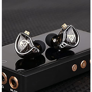 Linsoul QKZ x HBB 10mm Titanium-Coated Diaphragm HiFi in-Ear Monitor Earphones with Semi-Open Cavity, Detachable 2Pin Silver-Plated Cable, Noise Canceling for Audiophile (Black, Without Mic)