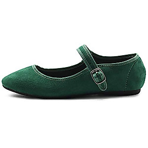 Ollio Women's Shoes Faux Suede Casual Mary Jane Light Ballet Flats F56SU (6.5 B(M) US, Green)