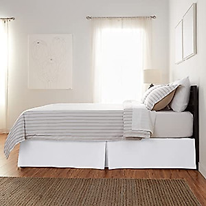 Amazon Basics Lightweight Pleated Bed Skirt, Queen, Bright White