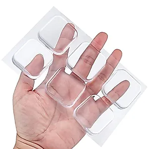 QOOSIKICC 12 Pcs Door Stoppers Wall Protector, Door Knob Wall Shield, Clear Round Silicone Door Handle Bumpers, Reusable Self Adhesive Door Stops Shock Absorbent for Doors Knobs Handles Wall (Square)