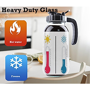 Cold Brew Coffee Maker Half Gallon 2 Set Glass Mason Jar Pitcher With Spout Lid Filter 2 Quart Wide Mouth Iced Tea Brewing Jug Heavy Duty Handle Airtight & Leak-Proof Pitcher For Fridge Sun Tea 64 OZ