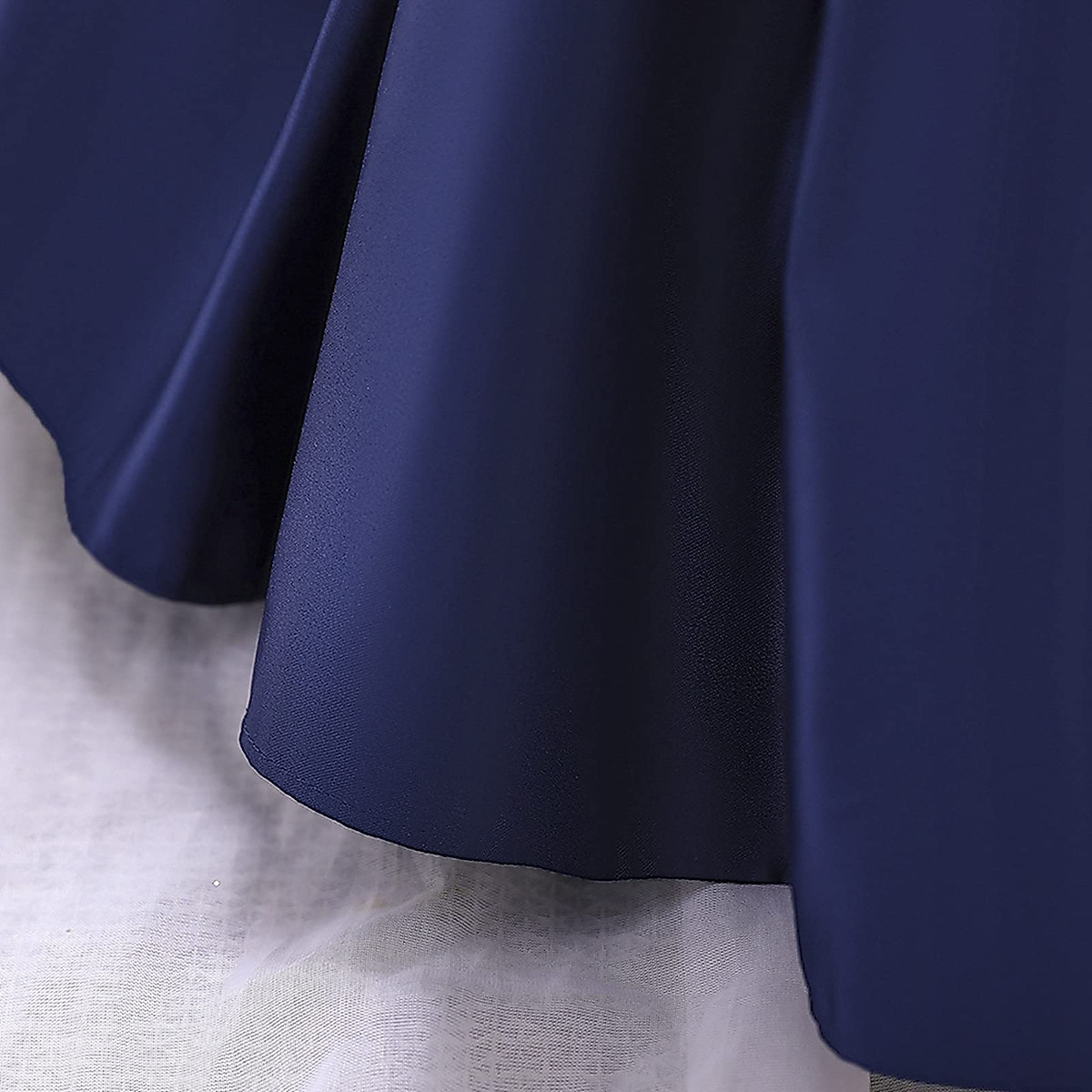 Mubineo Infant Baby Girl Satin Formal Dress Bowknot Princess Birthday Pageant Dress (Navy, 12-18 Months)