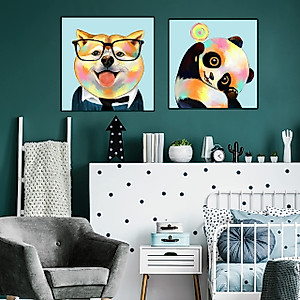 DIY 5D Diamond for Painting Kit 2Pack for Adults Kids Shiba Inu Dog and Panda Diamond Painting,12''x12''Full Drill Round Crystal Rhinestone Painting for Stress Relief Home Wall Mural Decor Art Crafts