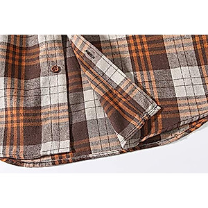 SSLR Flannel Shirt for Men, Long Sleeve Button Down Shirt Plaid Casual (Large, Khaki)
