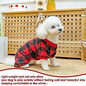 MUDAN Dog Sweaters Grid for Cold Weather Cat Apparel (RED, M)
