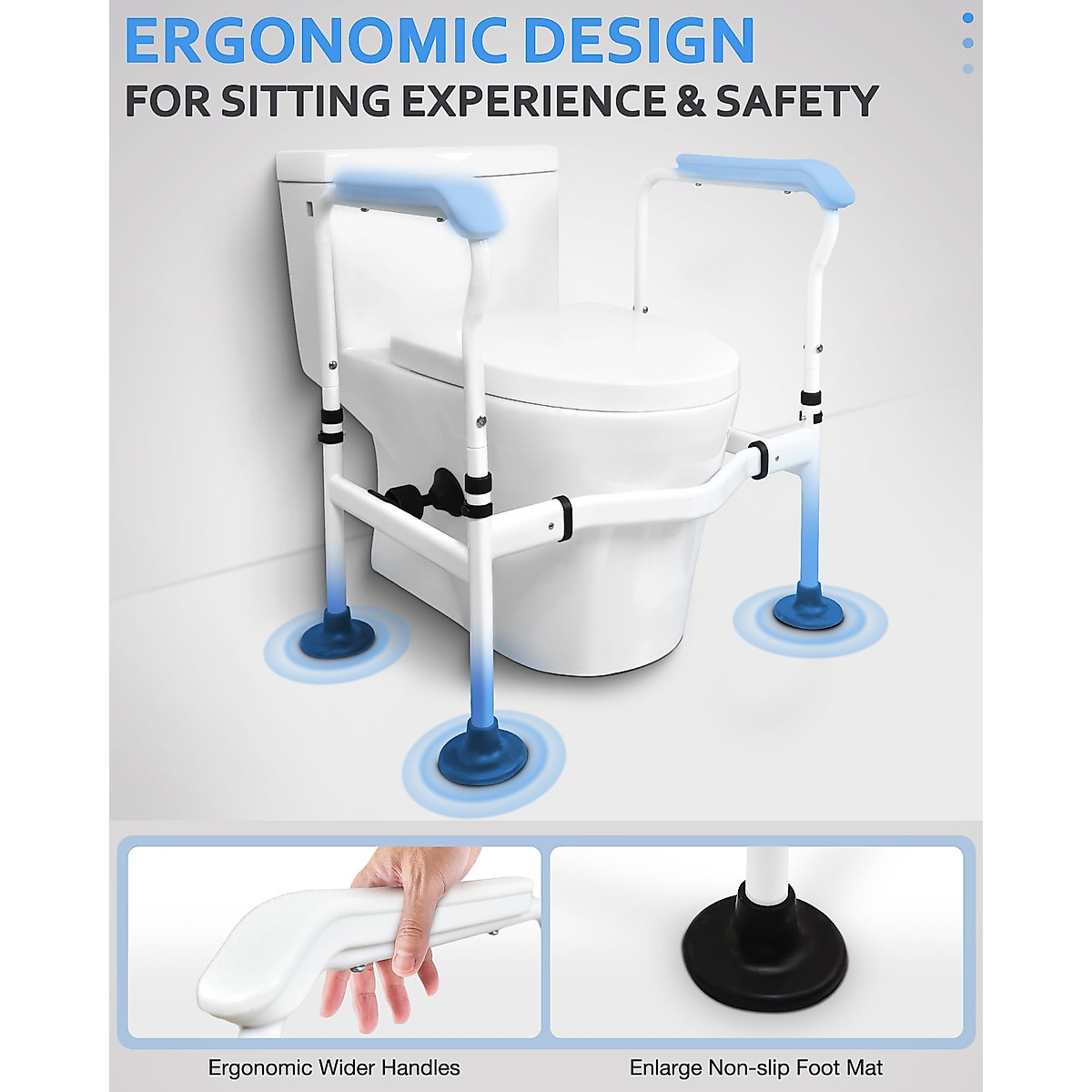 Sangohe Toilet Safety Rails - Toilet Safety Rails for Elderly - Toilet Safety Frame for Elderly, Handicap, or Disabled - Handicap Toilet Seat with Handles - Toilet Bars for Elderly and Disabled, 502D