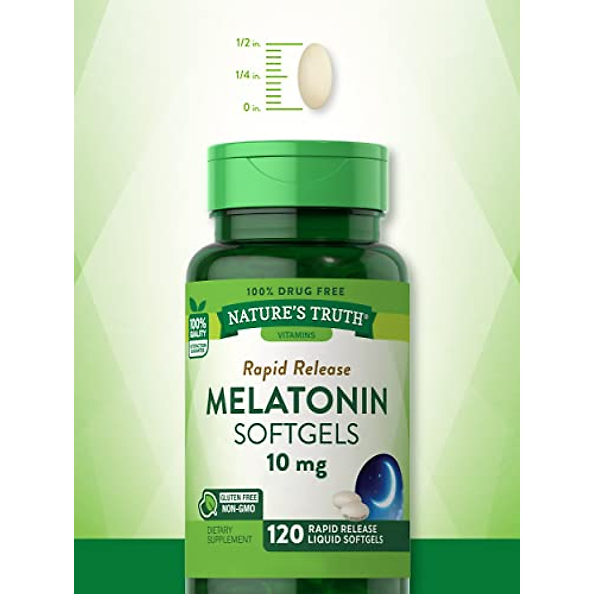 Melatonin 10mg | Quick Release Softgel Capsules | 120 Count | Non-GMO & Gluten Free Supplement | by Nature's Truth