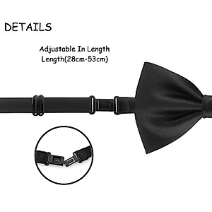 GUUNIEE Mens 100% Silk Pre-tied Bowtie Solid Bow Ties