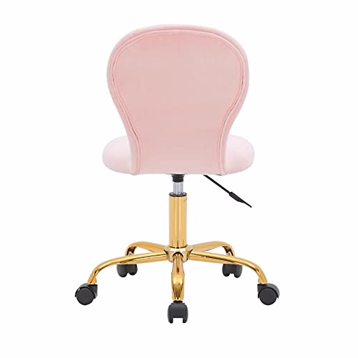 Porthos Home Evie Office Chair with Soft Velvet Upholstery, Stylish Golden Metal Legs with Roller Wheels and Adjustable Height, Sleek Armless Design for The Cozy Home Studio and Small Office