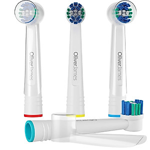 Replacement Toothbrush Heads for Oral B by Oliver James, 12 Pack Regular Heads with Travel Caps, Precision Clean Refill Compatible with Oral B Pro1000 Pro3000 Pro5000 Pro7000